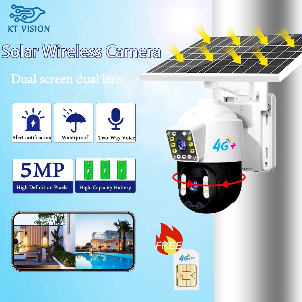 4G SIM card solar outdoor CCTV wireless camera, lP66 waterproof dual ...