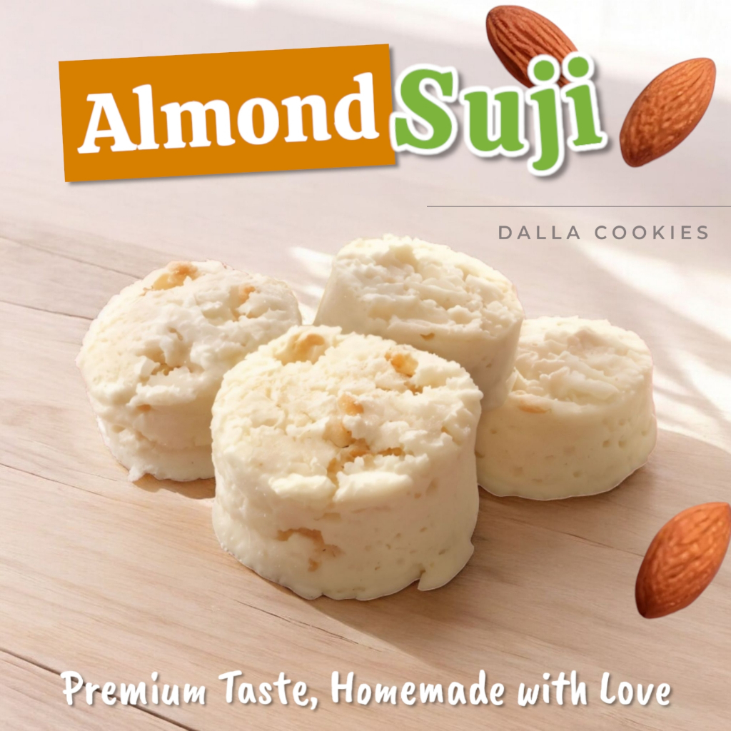 Biskut Suji Almond | EGGLESS Almond Sugee Cookies Cair Di mulut, Suji ...