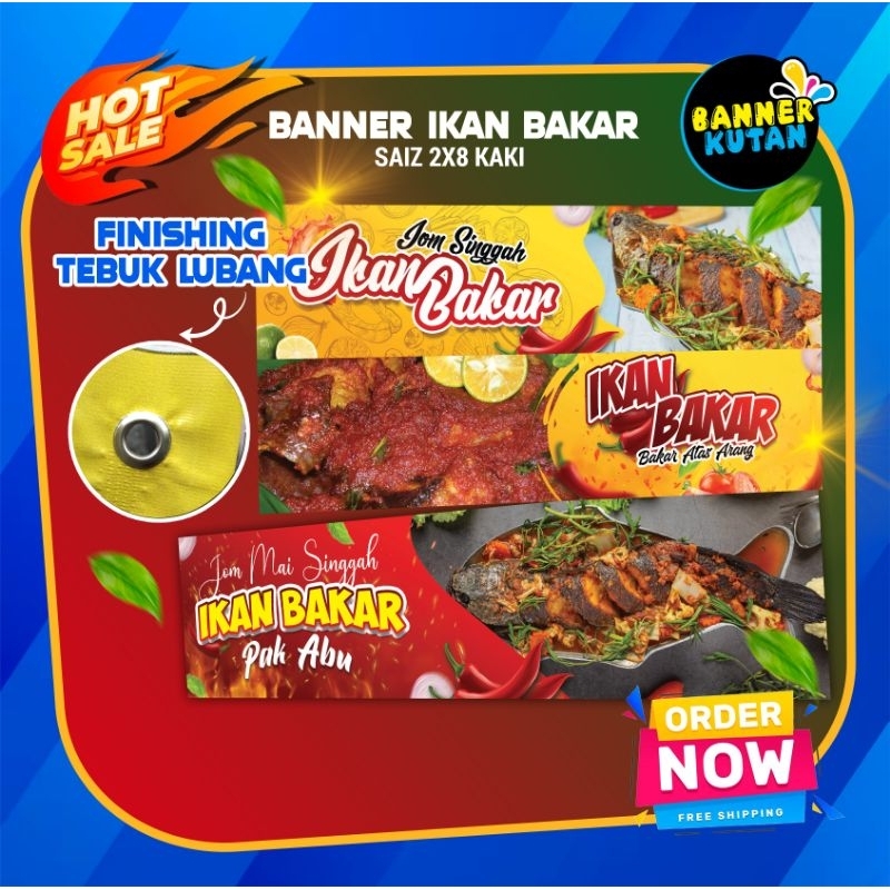 BANNER IKAN BAKAR/BUNTING IKAN BAKAR/PENIAGA PASAR MALAM/PENIAGA BAZAR ...