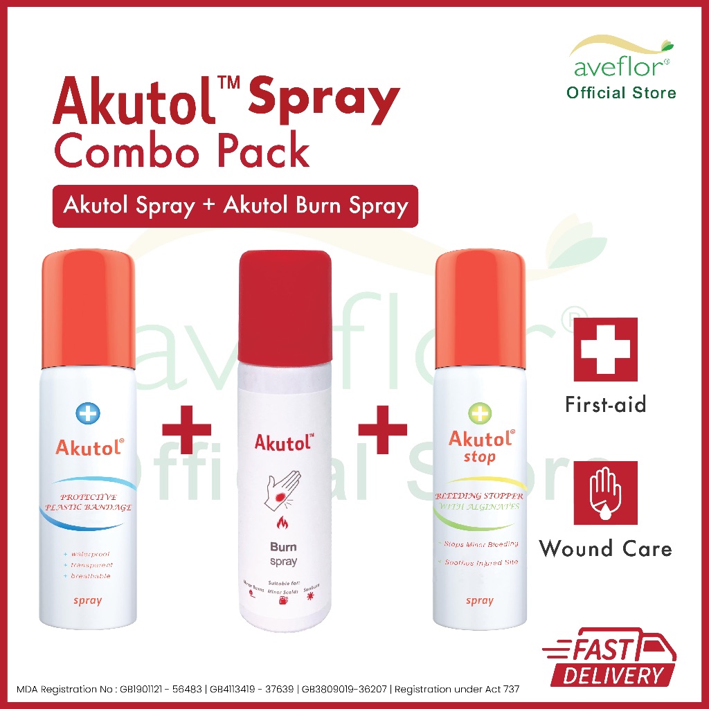 AKUTOL BUNDLE PACK (All-in-One Pack ) Akutol Wound Spray, Akutol Stop ...