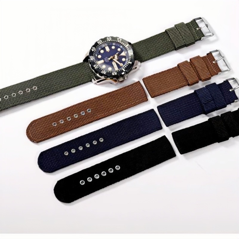 Watch Strap Nylon 18mm 20mm 22mm Tali Nylon Jam Tangan Band Black Strap ...