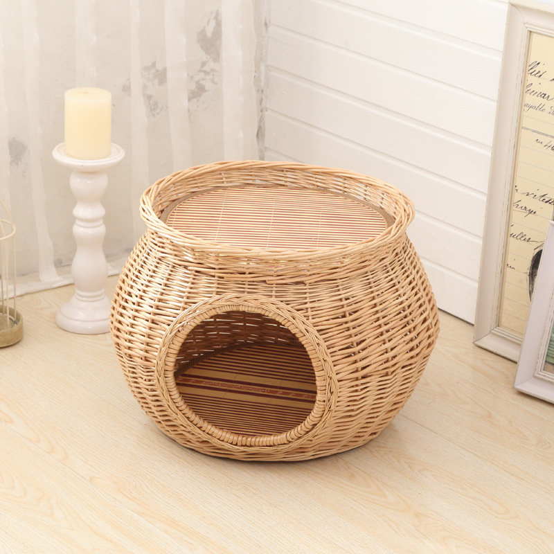 Rattan Cat Nest Season Cool Nest Kennel Wicker Cat House Cat House ...