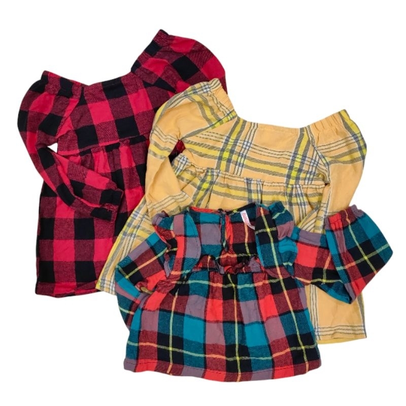 Fabkids Kids Girl Long sleeve redblack yellowblack plaid dress blouse ...
