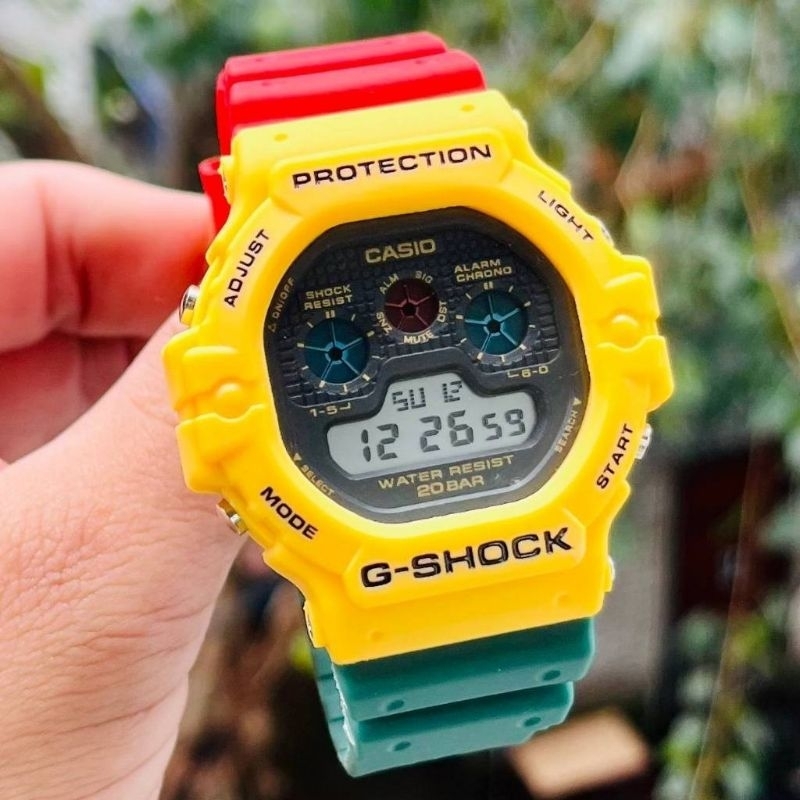 (Hot Sales) 100% Original Japan Made G-shock Dw5900 Rasta Yellow wrist ...