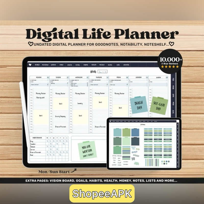 Digital Life Planner, iPad Planner, Goodnotes Journal, Undated Digital ...