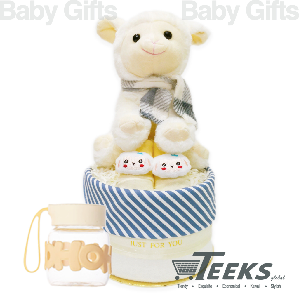 Baby Hamper Lammie 8 inch Diaper Cake Newborn Gift Set for Baby Shower ...