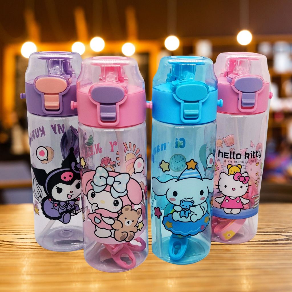550ml Sanrio Kuromi Water Bottle BPA FREE With Straw Strap Safety Lock Botol Air Kanak Comel ...