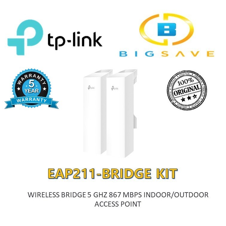 TP-LINK EAP211-BRIDGE KIT WIRELESS BRIDGE 5 GHZ 867 MBPS INDOOR/OUTDOOR ...