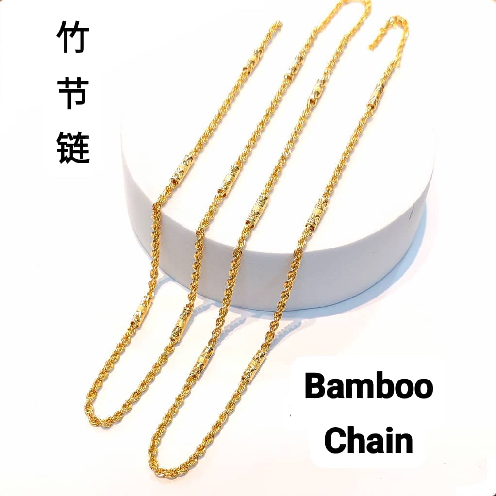 Wing Sing 916 Gold Bamboo Rope Chain / Rantai Leher Buluh Pintal Emas ...