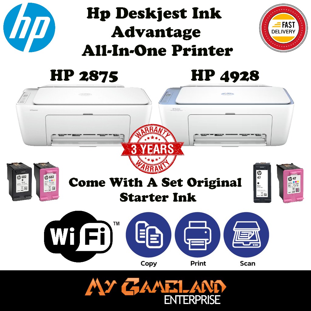 HP DeskJet Ink Advantage 2875 / 4928 All In One Color Printer / Print ...