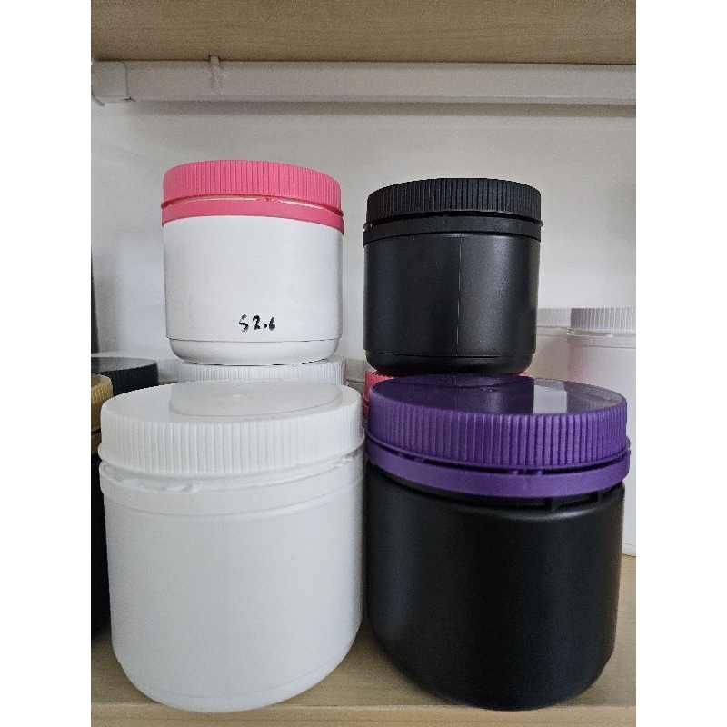 Container Bottle Plastic with Cap and Stopper Food Grade HDPE Botol Powder Collagen 300g 500g ...