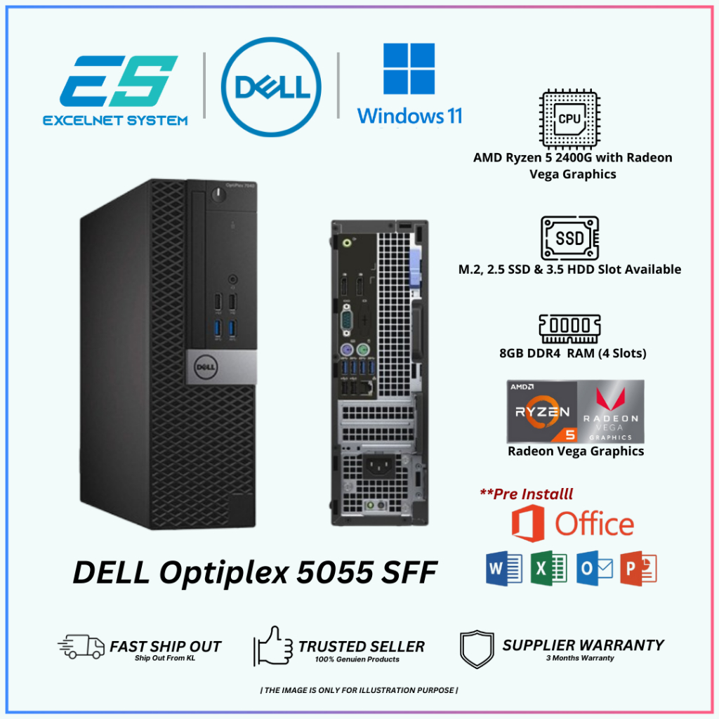 Dell Optiplex 5055 Ryzen 5 2400G / NEW M.2 NVMe Storage (5 Years ...