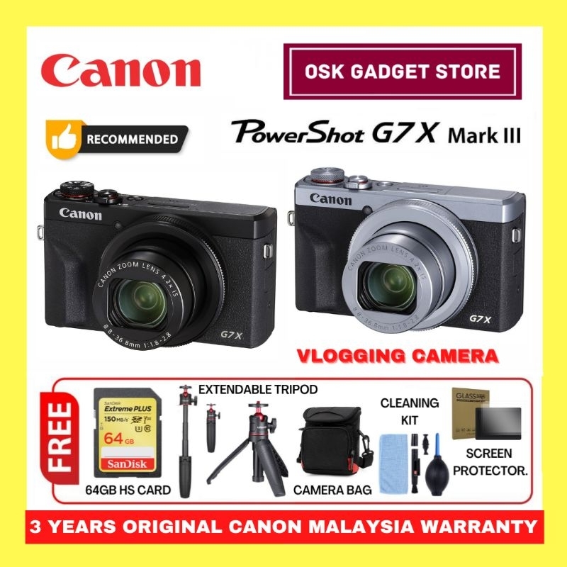 Canon Powershot G7X Mark III G7XIII 20MP 4K UHD Premium Compact Camera | With Gifts | 3 Years ...