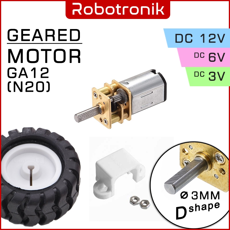 DC Geared Motor GA12 (N20) Tiny 3V 6V 12V Gear & Tiny Small Bracket ...