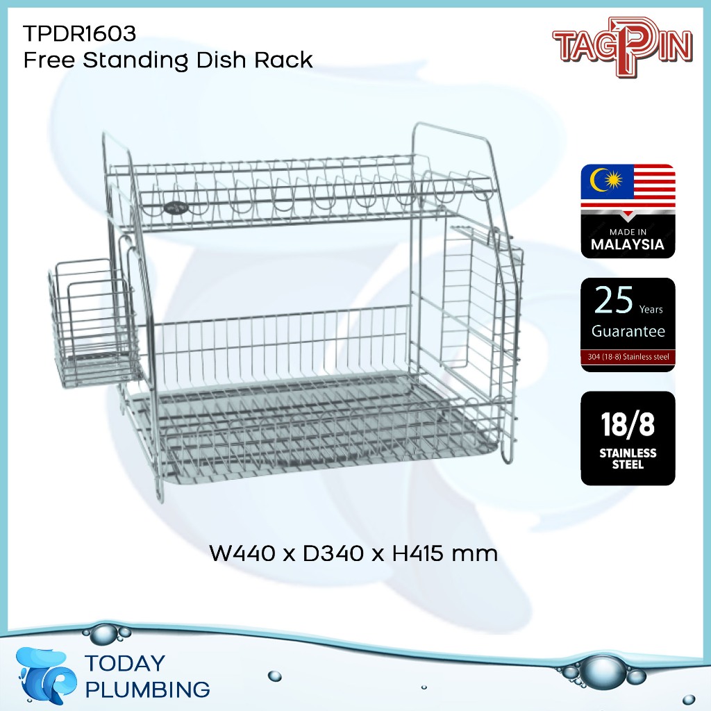 Tagpin TPDR1603 Free Standing Dish Rack Stainless Steel SUS304 (18-8 ...