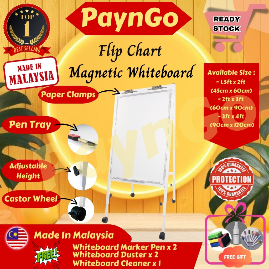 Mudah Padam Papan Putih Carta Selak/Easy Clean Flip Chart Whiteboard ...