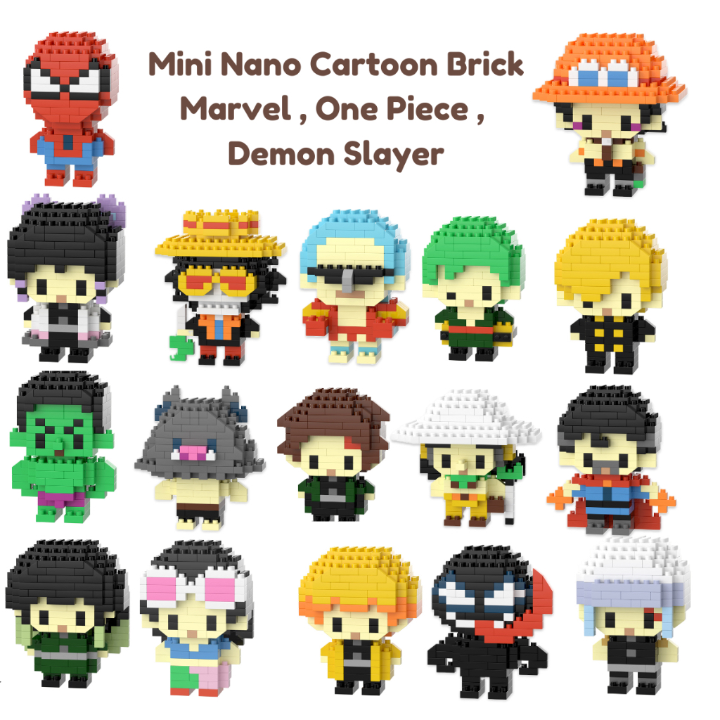 Mini Nano Brick 30 Design One Piece Marvel Demon Slayer Block Building ...