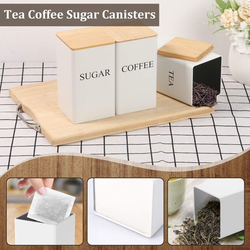 Tea Coffee Sugar Canister 1000 Ml Metal Coffee Tea Sugar Container With
