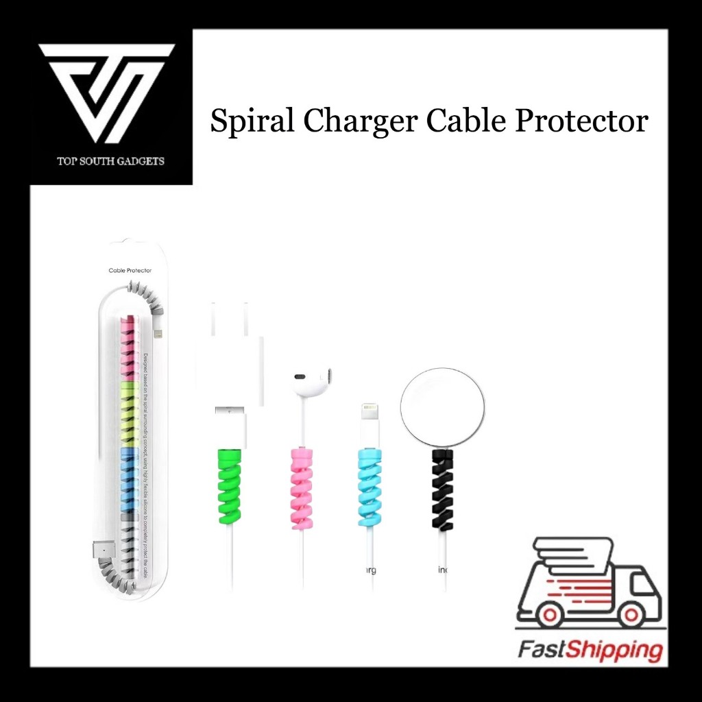 Spiral Charger Cable Protector Data Line Cable Saver Charging Cord ...