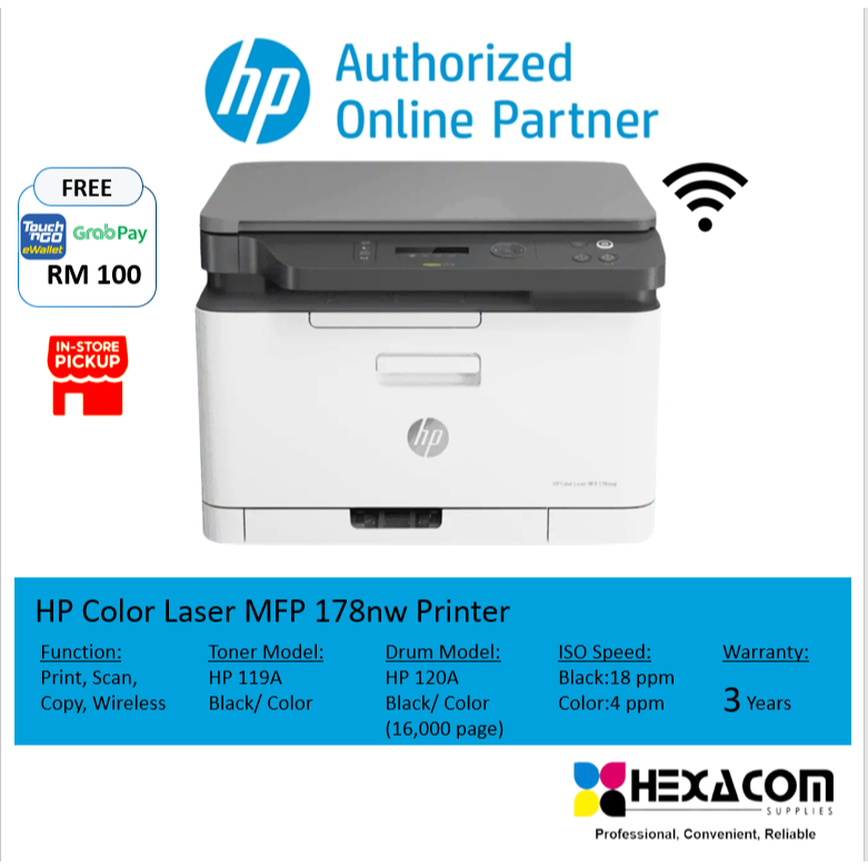 HP 179FNW/178NW/M182N LaserJet All In One Printer Print/Scan/Copy ...