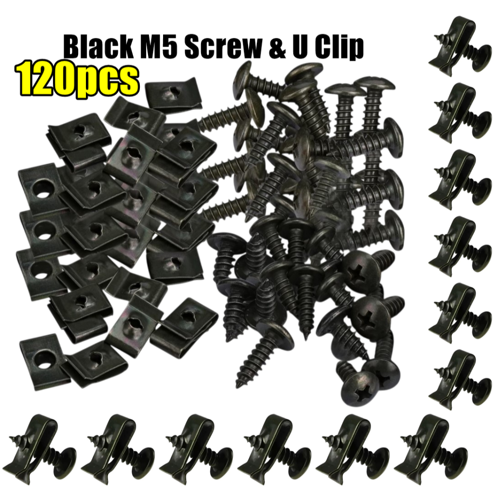 120pcs M5 Screw Motorcycle Cover Set Body Screw Clip Metal Fastener Car ...