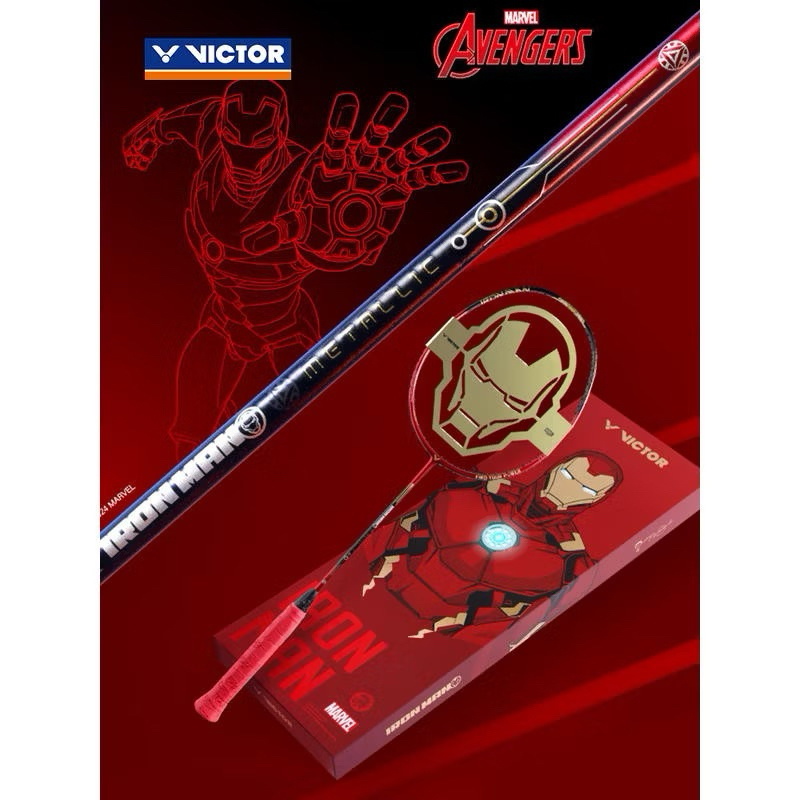VICTOR Iron Man Gift Box IRON MAN METALLIC Badminton Racket Marvel Lee ...