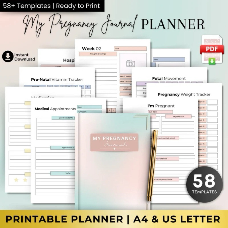 Pregnancy Planner Printable - Printable Pregnancy Journal, Expecting ...