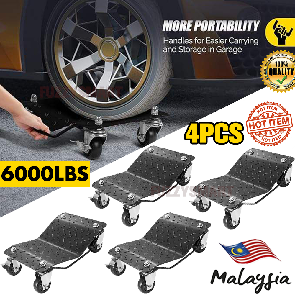 🇲🇾Fast Shipping🔥6000LBS Car Dolly Wheel Tire Dolly 4 PCS Heavy Duty ...