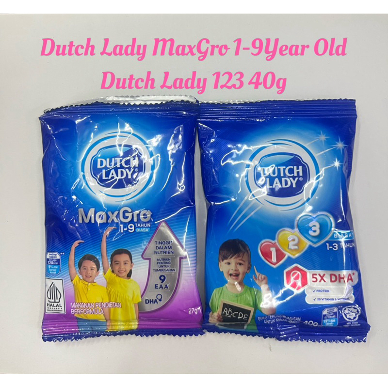 Dutch Lady 123-40g /Dutch Lady MaxGro 1-9 Year Old 27g | Shopee Malaysia
