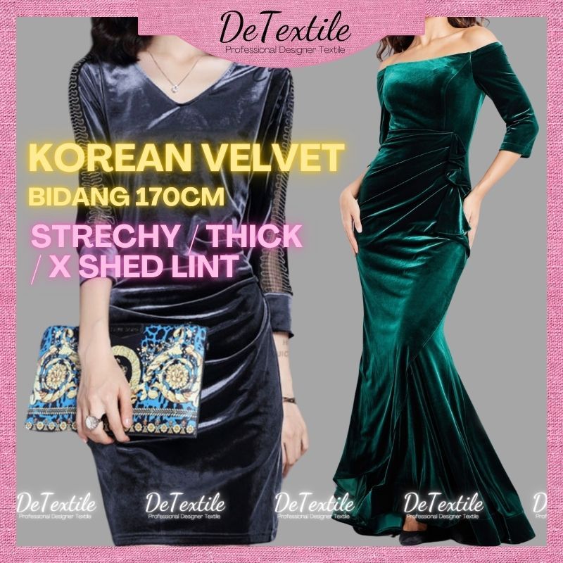 DeTextile Heavy Premium Korean Velvet Fabric For Wedding Gown Kain Baju ...
