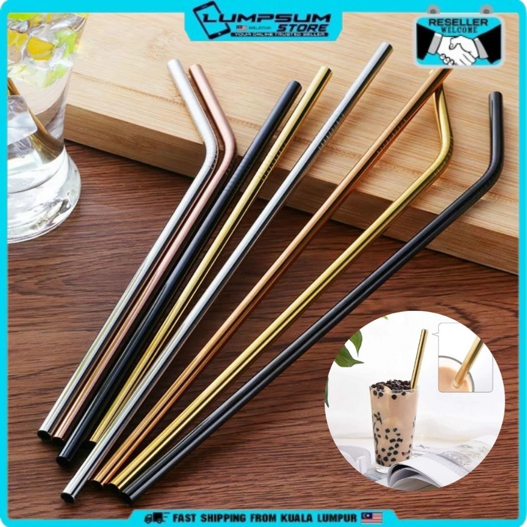 [READY STOCK] Stainless steel coffee tea straw Environmentally friendly ...