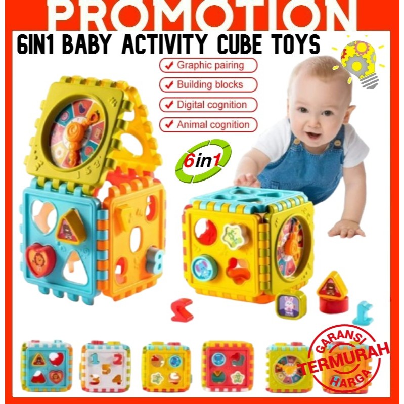 ~Dari KL~ 6in1 Mainan Busy Cube Bayi mainan Sensorik Montessori Baby ...