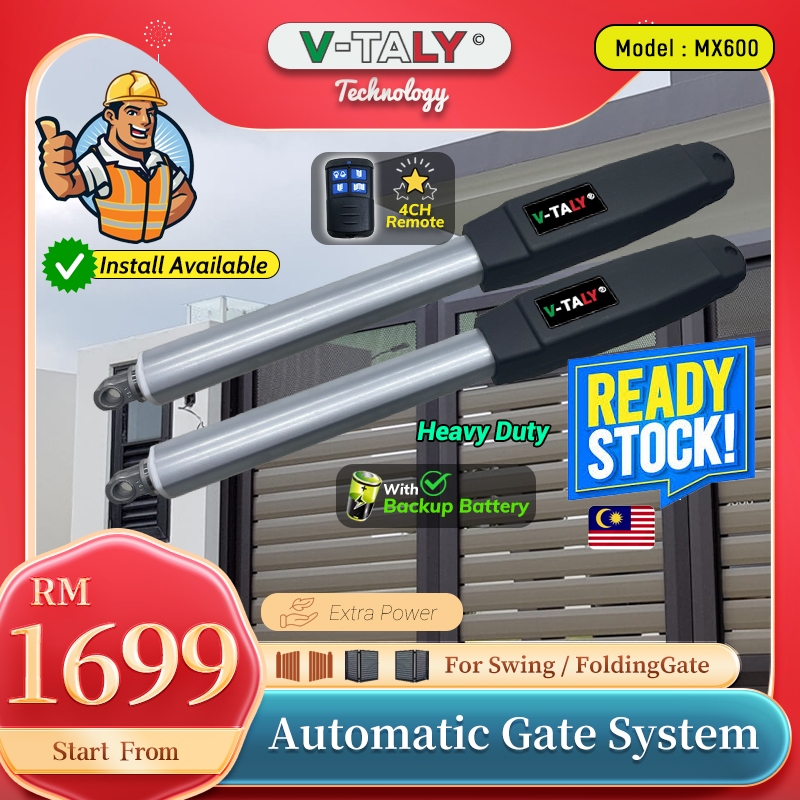 [V-TALY] MX600 Auto Gate System For Swing & Folding Gate Arm Motor Technology of Italy Autogate ...