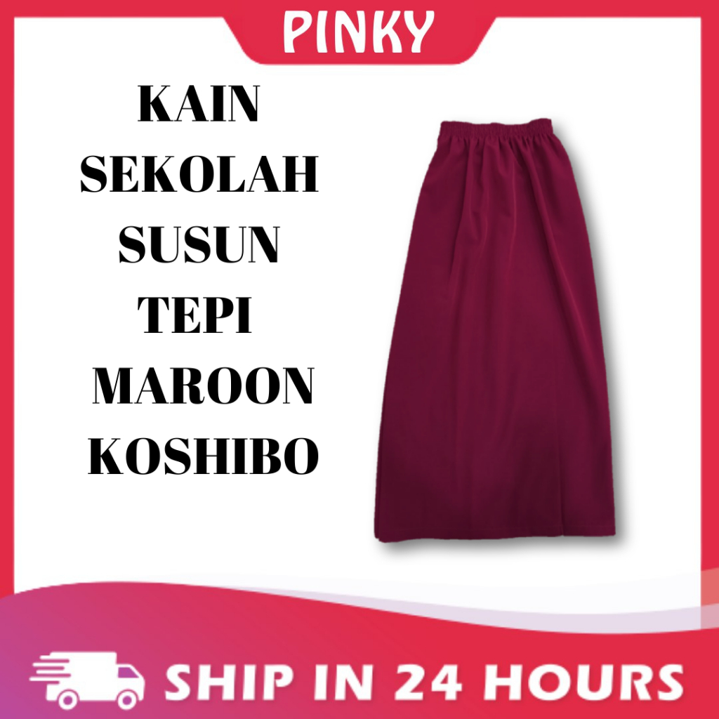 Kain Sekolah Maroon / Meron Agama Size 23~42 Licin Koshibo Dexwin ...