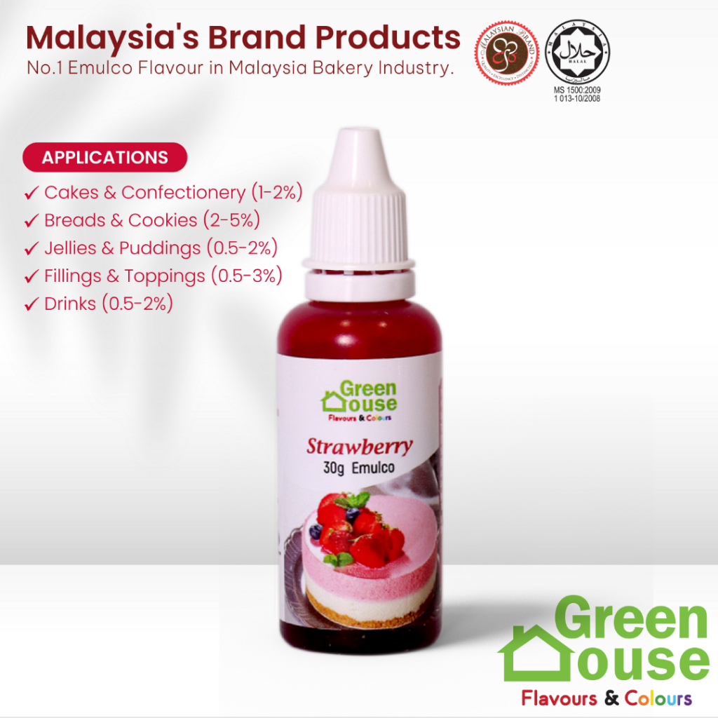[HALAL] Perisa Pewarna Makanan Strawberry Emulco Flavour Green House ...