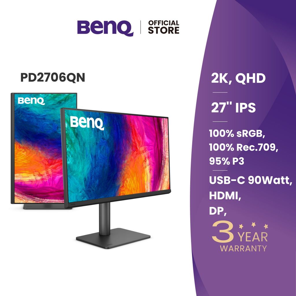 BenQ PD2706QN｜Mac-Ready Designer Monitor｜27-inch｜QHD IPS USB C ...