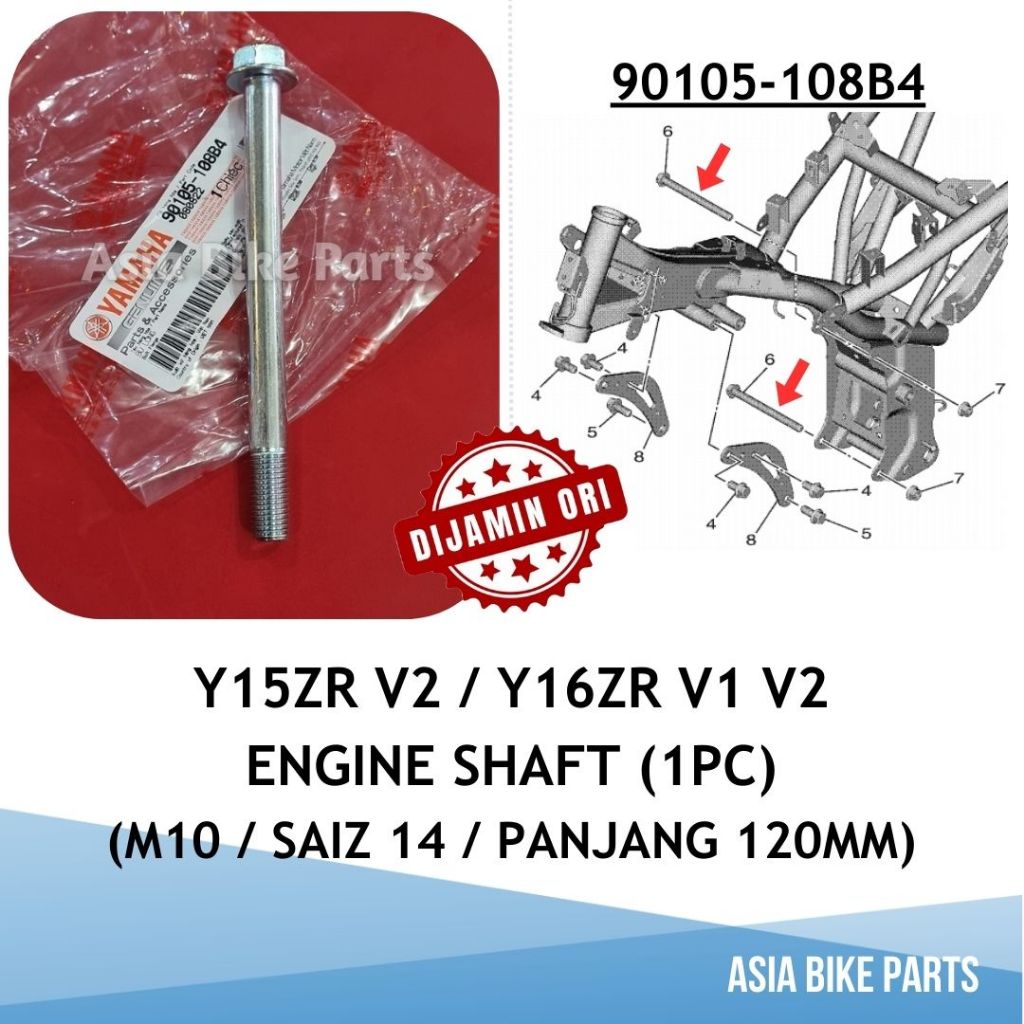 Yamaha Original Y15ZR V2 / Y16ZR V1 V2 Engine Bolt Shaft Gantung Enjin ...