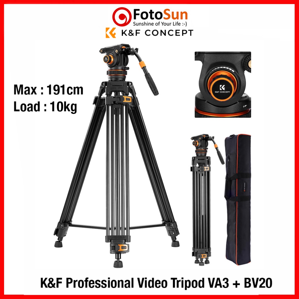 K&F Concept VA3 + BV60 professional video tripod load 10kg | Shopee ...