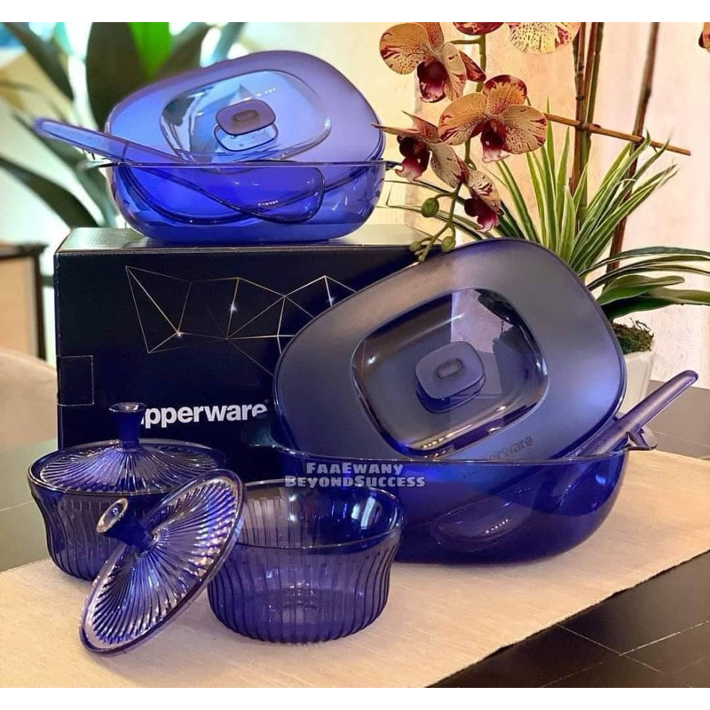 HIDANG RAYA Crystalline Set Bekas Hidang Tupperware Royale Blue ...