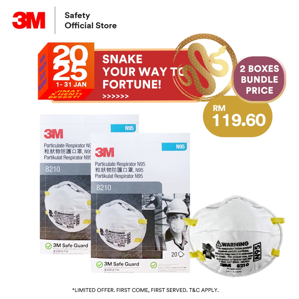 3M™ 8210 N95 Particulate Disposable Respirator (20 Pcs/Box) / N95 Mask/ Haze/ Dust/ PSD_ DR ...