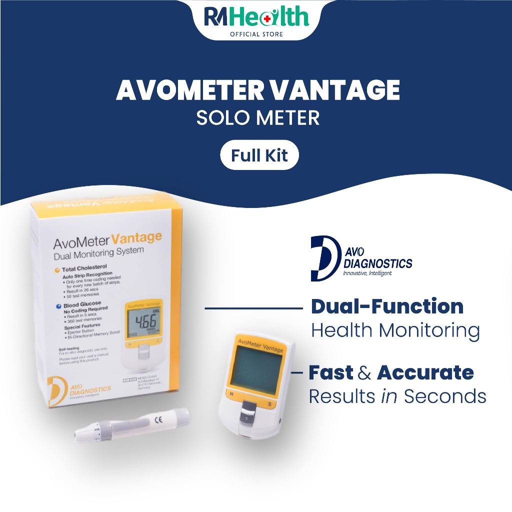 Avometer Vantage (Solo Meter) Glucose Meter Cholesterol Test Kit Alat ...