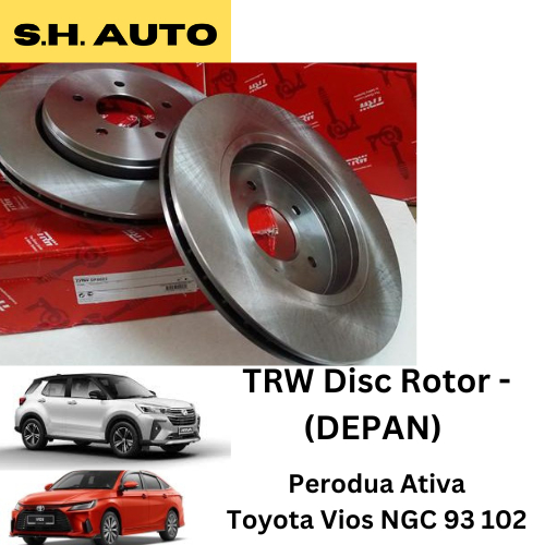 TRW Disc Rotor Front for DF8674 Perodua Ativa, Toyota Vios NGC102 (1 ...