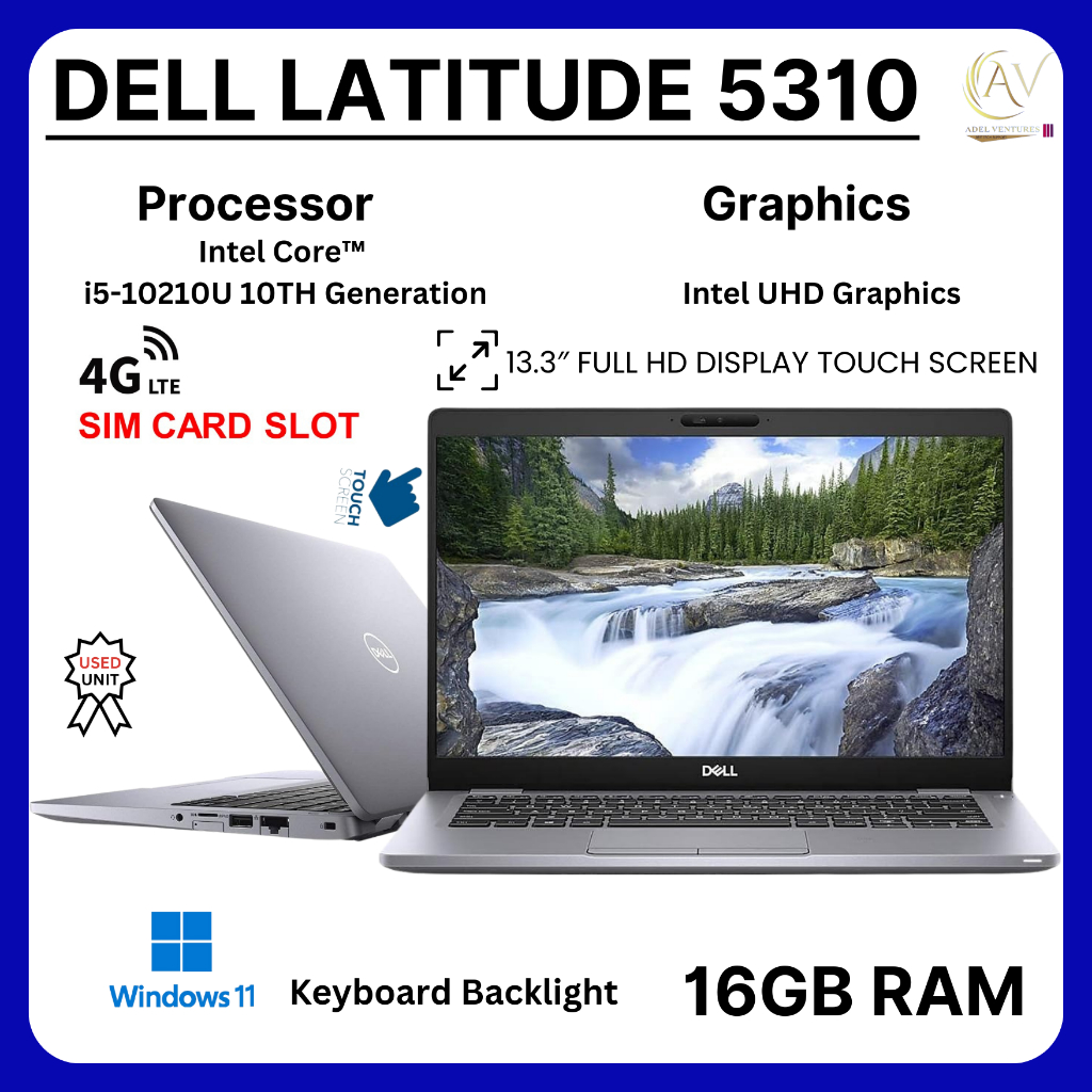 {SIM CARD SLOT} Dell Latitude 5310 Laptop Intel Core i5-10TH GEN 13.3 ...