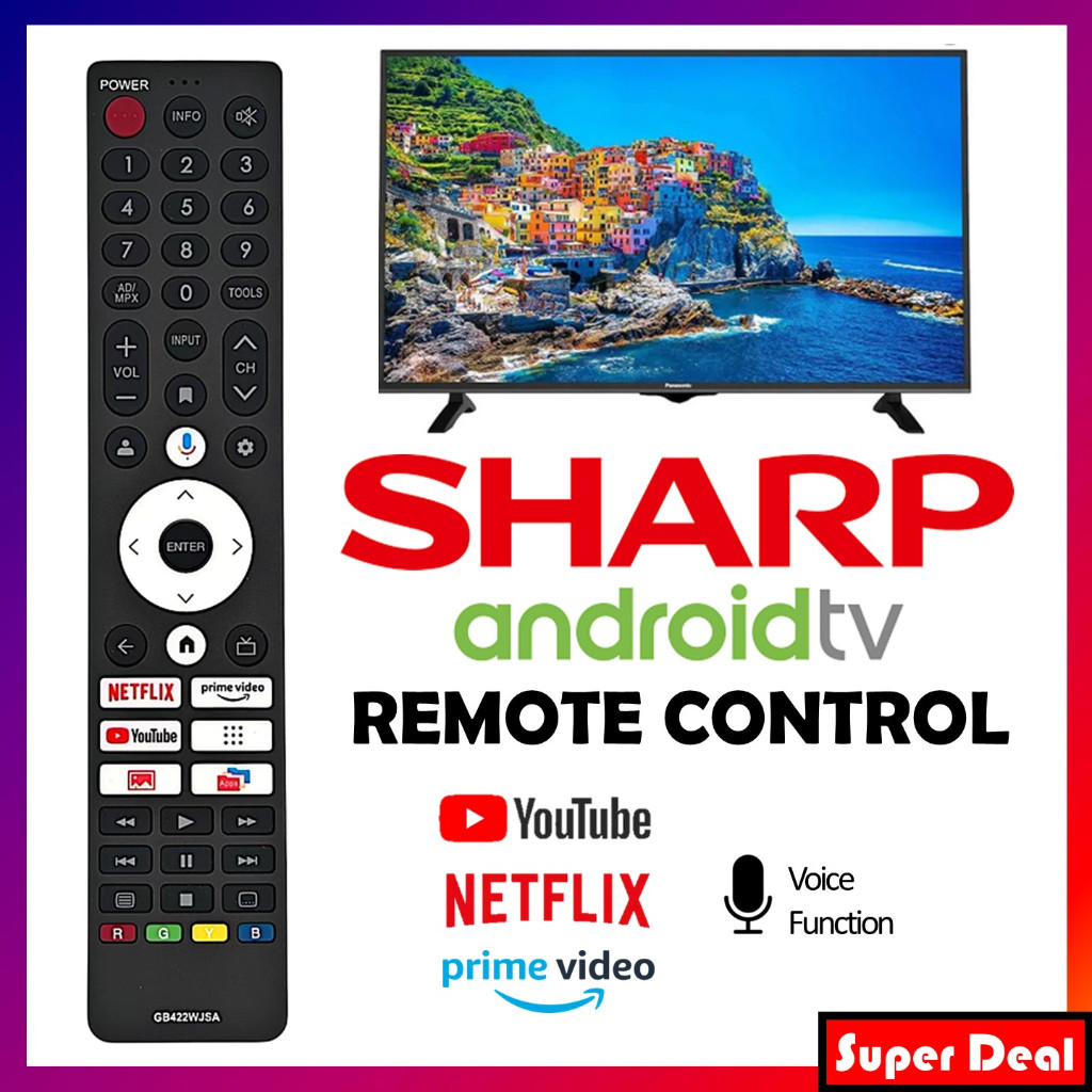 SHARP ANDROID SMART TV NETFLIX, YOUTUBE REMOTE CONTROL REPLACEMENT ...