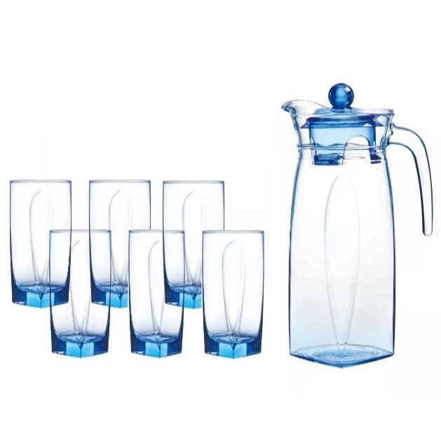 Luminarc 7 Pcs Flame Ice Blue Jug Set / Set Gelas Minuman Set ...