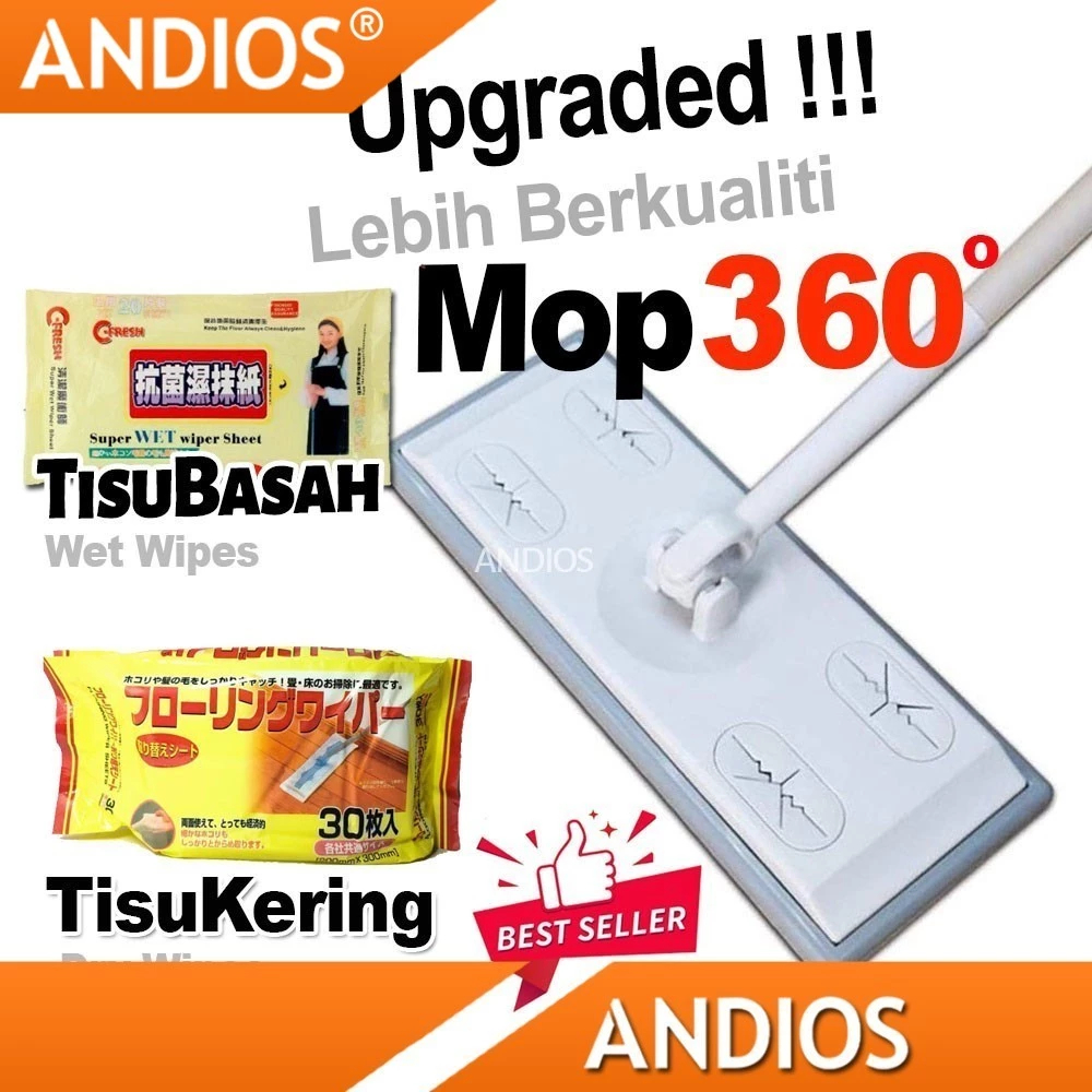 Mop Tisu Pakai Buang Wet Dry Wipe Tissue （BUY 1 FREE 1）Wipes Kertas ...