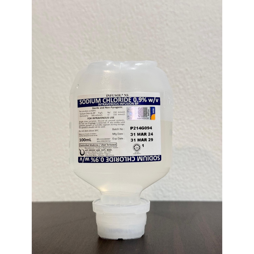INFUSOL NORMAL SALINE SODIUM CHLORIDE NACL 0.9% (100ml) | Shopee Malaysia