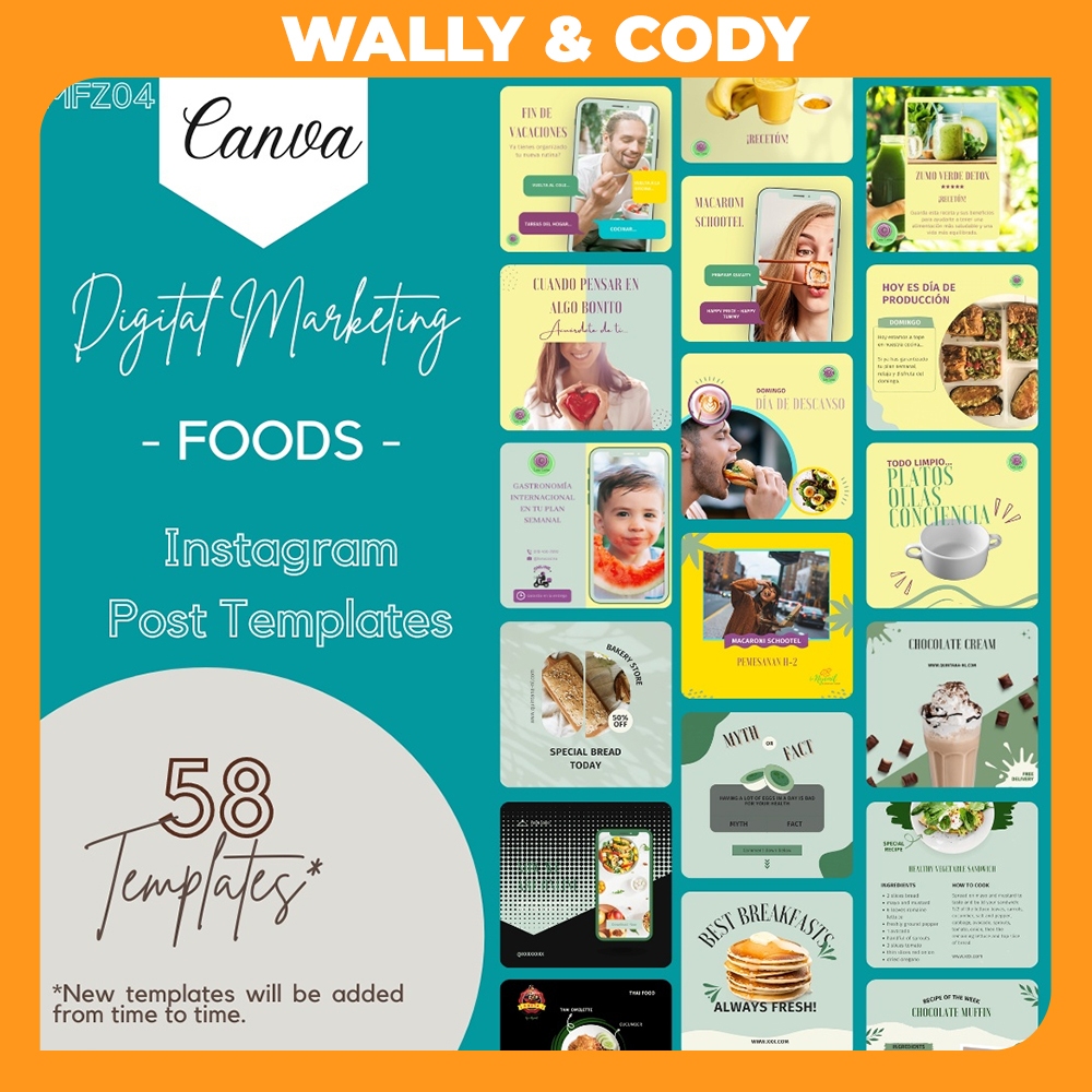 [𝐈𝐍𝐒𝐓𝐀𝐍𝐓] Canva - 58 Foodie Theme Printable Template (A4 size) for ...