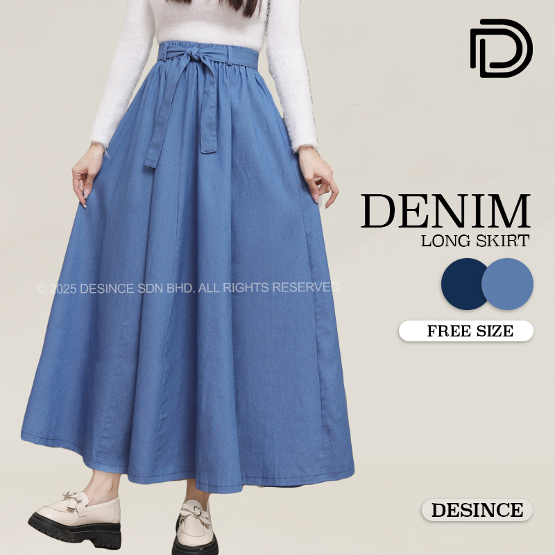 🇲🇾 DESINCE Women Denim Long Skirt Free Size Skirt Perempuan WP 042 ...