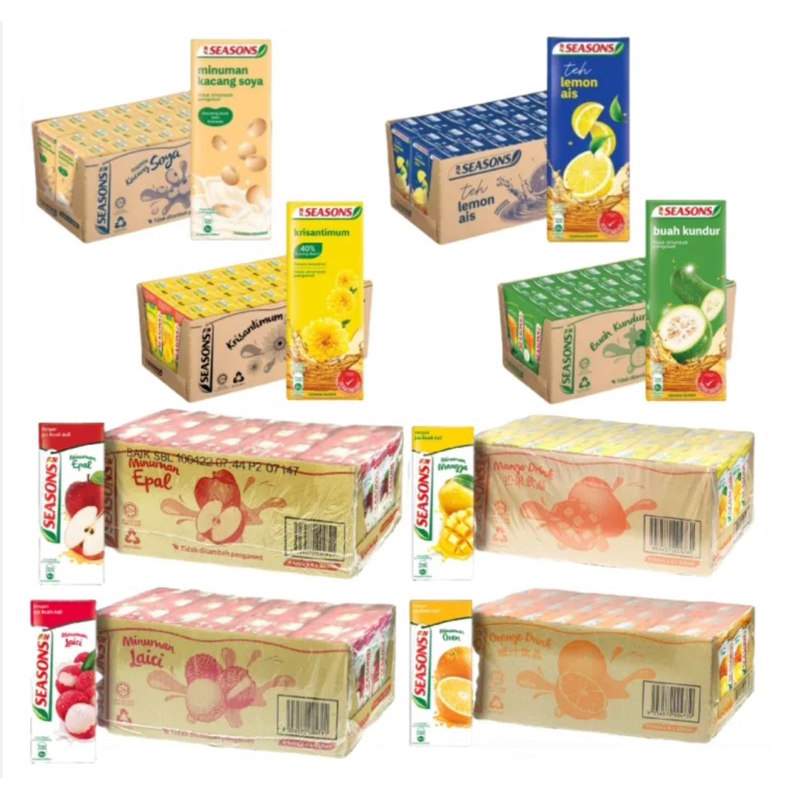 Seasons Drinks 1CARTON 24PCS 【Ice Lemon Tea/Soya/Laici/Kundur/Mango/Teh ...